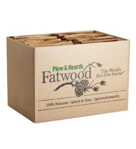 plow & hearth fatwood fire starter organic kindling firewood sticks for wood stoves fireplaces campfires fire pits, non toxic, 30 lb - approx 360 sticks