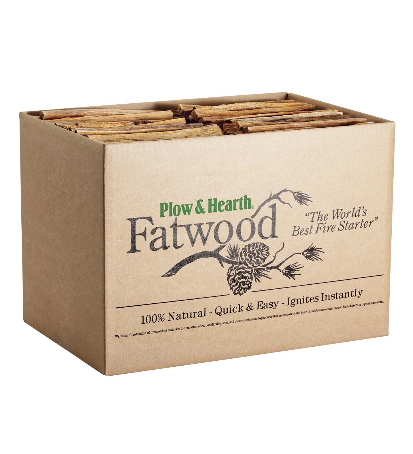 Plow & Hearth Fatwood Fire Starter Organic Kindling Firewood Sticks for Wood Stoves Fireplaces Campfires Fire Pits, Non Toxic, 30 LB - Approx 360 Sticks