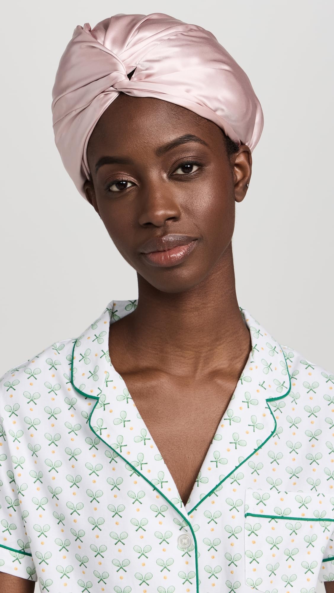 Slip Silk Turban in Pink, One Size (21”- 28”) - Double-Lined Pure Mulberry Silk 22 Momme Hair Turban - Hair-Friendly, Lightweight and Multipurpose Head Wrap + Sleeping Cap for Curly + Thick Hair Types