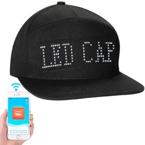 liovode led hats,led caps display message bluetooth editable cool hat for party black