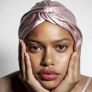 Slip Silk Turban in Pink, One Size (21”- 28”) - Double-Lined Pure Mulberry Silk 22 Momme Hair Turban - Hair-Friendly, Lightweight and Multipurpose Head Wrap + Sleeping Cap for Curly + Thick Hair Types