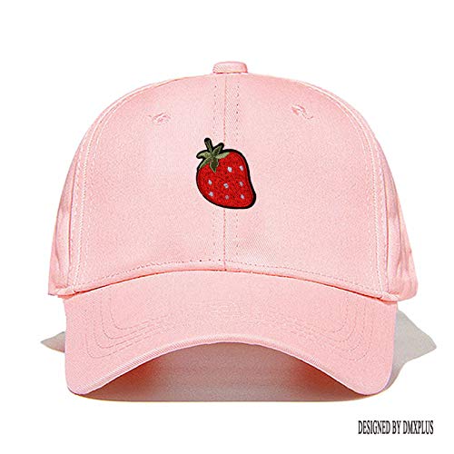 Weytff Baseball Cap Dad Hat Cute Strawberry Pink Embroidery Polo Hip Hop Vintage Style Snapback Gift