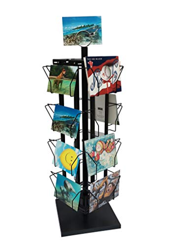 FixtureDisplays® Adjustable Greeting Card Rack 4x6"-7x5" Horizontal Vertical Post Card Display .Pocket Size: 4.5-9.9" Wide X 5.8" Tall, 16 Pockets 11602-BLK-NEW-NPF