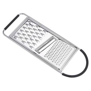 amazon basics rectangular stainless steel flat cheese grater with non-slip handle and base, black (previously amazoncommercial brand)