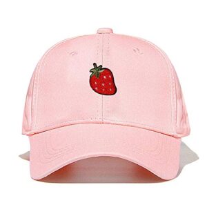 weytff baseball cap dad hat cute strawberry pink embroidery polo hip hop vintage style snapback gift