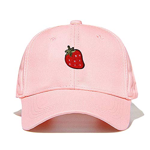 Weytff Baseball Cap Dad Hat Cute Strawberry Pink Embroidery Polo Hip Hop Vintage Style Snapback Gift