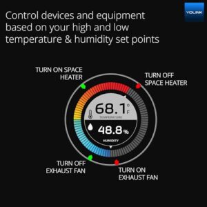 YoLink Smart Wireless Temperature & Humidity Sensor, Wide Temp Range for Freezer, Fridge, Green House, Pet Cage, App Alerts, Emails, Text/SMS alerts- Hub Required