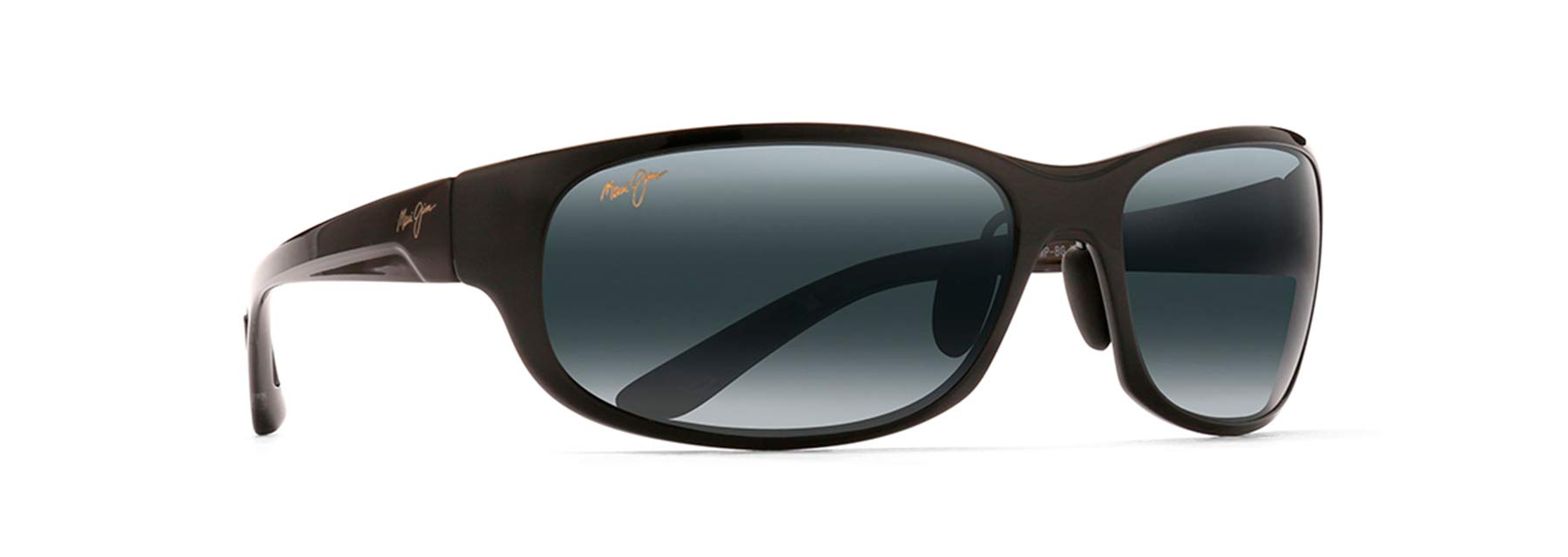 Maui Jim Men's and Women's Twin Falls Polarized Wrap Reading Sunglasses, Gloss Black Fade/Neutral Grey, Medium, +1.5