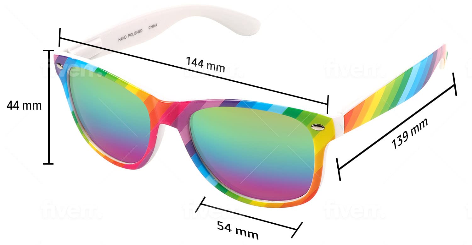 Festival Sunglasses Mirrored Women Gay Pride Accessories Wayfarer Rainbow Lens