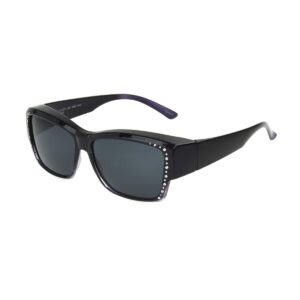 dioptics solar shield-lucy polarized square fits over sunglasses, purple, medium