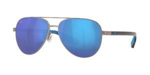 costa del mar unisex peli aviator sunglasses, brushed gunmetal/blue mirrored polarized-580g, 57 mm