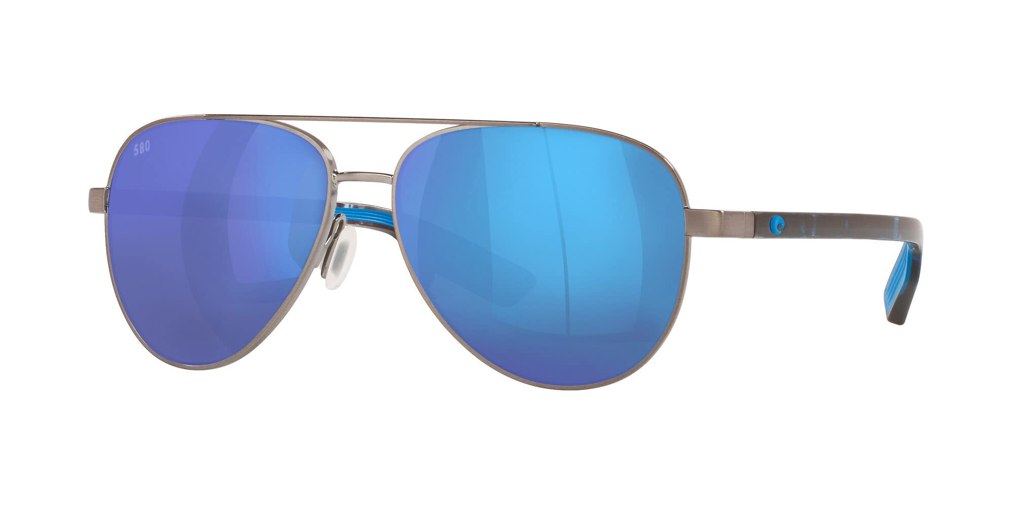 Costa Del Mar Unisex Peli Aviator Sunglasses, Brushed Gunmetal/Blue Mirrored Polarized-580G, 57 mm