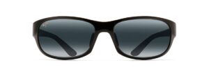 maui jim men's and women's twin falls polarized wrap reading sunglasses, gloss black fade/neutral grey, medium, +1.5