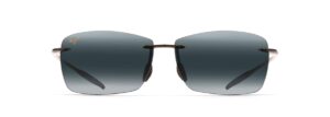 maui jim men's and women's lighthouse polarized rimless reading sunglasses, gloss black/neutral grey, medium, +2.5