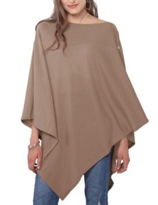 missshorthair women's lightweight knitted scarf poncho sweater cape shawl versatile spring summer ponchos wraps khaki