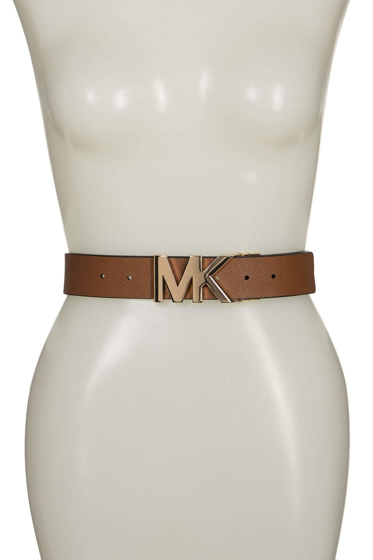 Michael Kors Saffiano Leather Reversible MK Logo Plaque Buckle Belt (L)