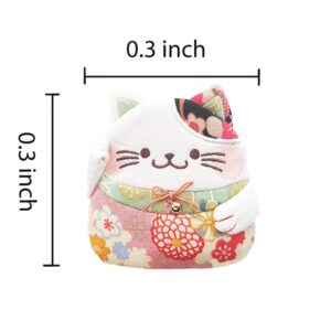 [BAR AUTOTECH] Zipper Maneki Neko lucky cat coin purse- Chirimen Kimono Print Style kawaii Cat Coin Wallet Holder for Coin Money Credit cards (Pink)