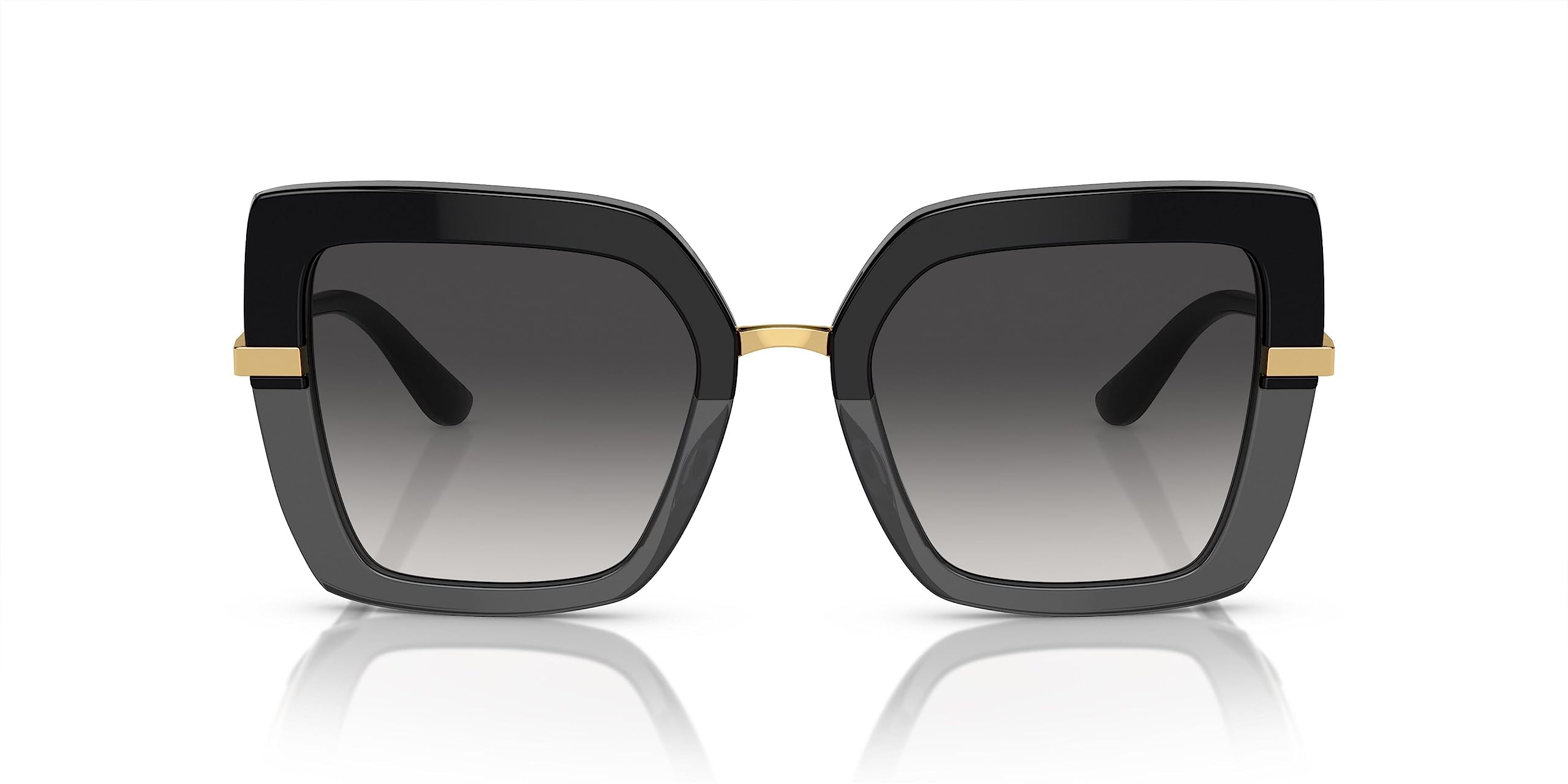 Dolce & Gabbana Modern Rectangular Prism with Arms Sunglasses, Top Black On Transparent Black, 52