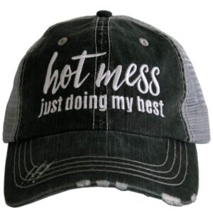 katydid hot mess just doing my best baseball hat - trucker hat for women - stylish cute ball cap gray