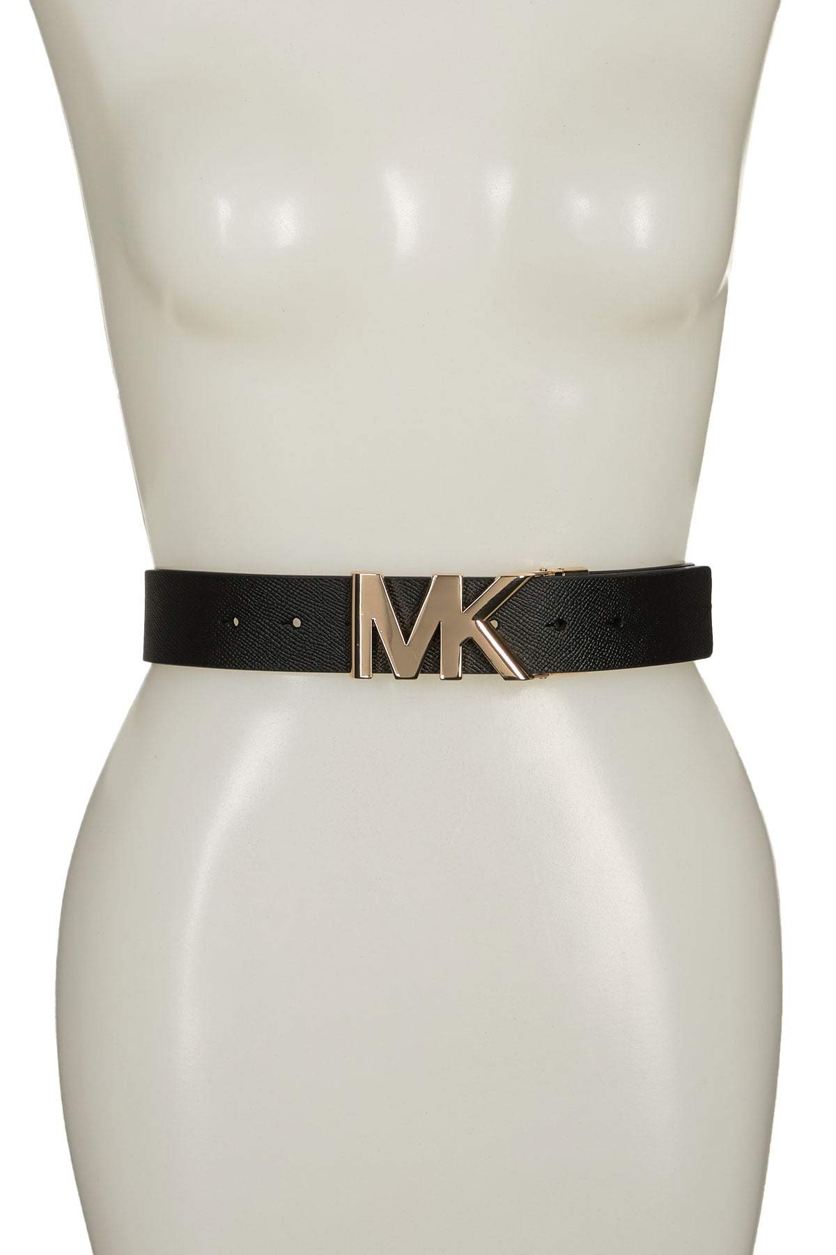 Michael Kors Saffiano Leather Reversible MK Logo Plaque Buckle Belt (L)