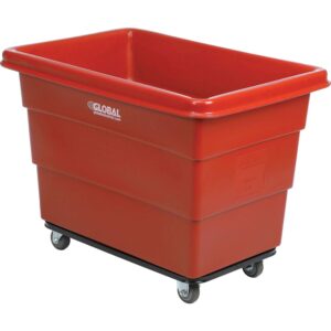 global industrial 8 bushel plastic bulk box truck, steel chassis base, red, 33-3/10"l x 24-3/5"w x 27-2/5"h