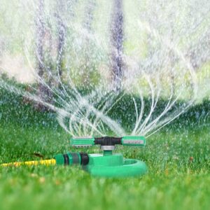 hinastar lawn sprinkler, automatic garden water sprinkler, upgrade 360 degree rotation irrigation system, large area coverage, sprinkler for yard, lawn, kids and garden-1pack（light green）