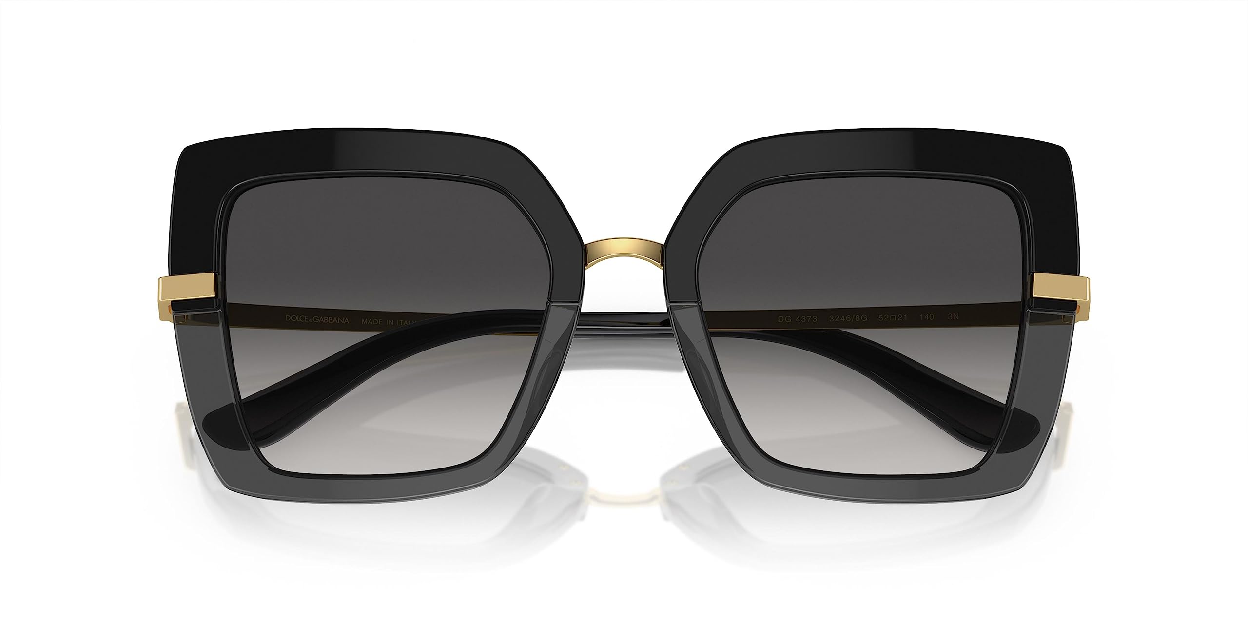 Dolce & Gabbana Modern Rectangular Prism with Arms Sunglasses, Top Black On Transparent Black, 52