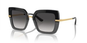 dolce & gabbana modern rectangular prism with arms sunglasses, top black on transparent black, 52