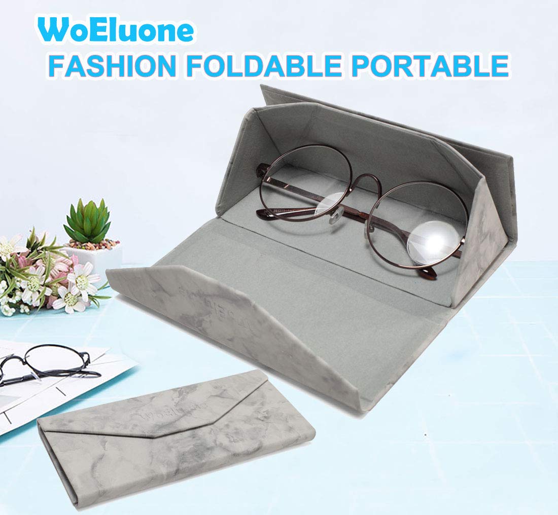 WoEluone Eyeglasses Case Triangle Foldable Glasses Holder Cute Stylish Compact Design Magnet Closure Pressure Proof Sunglasses Cases