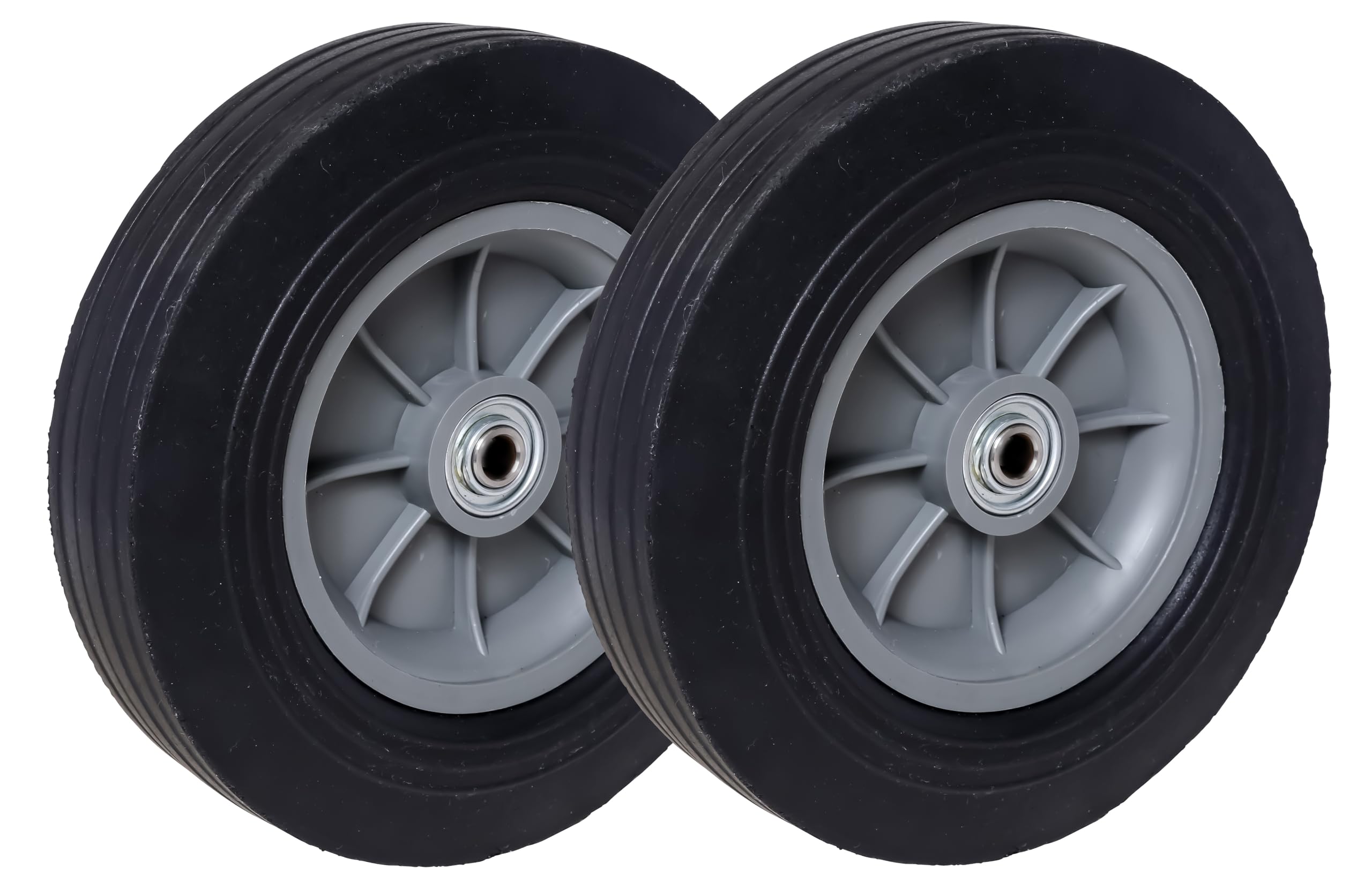 10" Wheel | Flat Free Solid Rubber with 3/4" Ball Bearings | For Handtrucks, Tilt Trucks, Totes, Carts, Dollies, Hoppers, Power Washers and Other Mobile Equipment