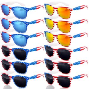 12 pairs american flag sunglasses uv400, patriotic accessories red white and blue sunglasses 4th of july party supplies fourth of july accessories usa flag favors for women men teens memorial day