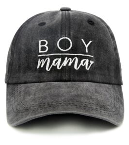 waldeal women's embroidered baseball cap boy mama mom gift vintage distressed dad hat - black