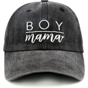 Waldeal Women's Embroidered Baseball Cap Boy Mama Mom Gift Vintage Distressed Dad Hat - Black