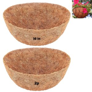 y&m 2pcs 16“ round coconut fiber liner, 16'' coco liner pre-formed replacement for wall hanging planter basket