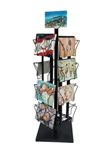 fixturedisplays® adjustable greeting card rack 4x6"-7x5" horizontal vertical post card display .pocket size: 4.5-9.9" wide x 5.8" tall, 16 pockets 11602-blk-new-nf