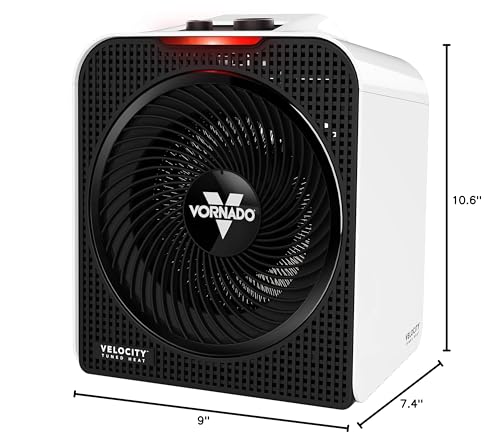 Vornado Velocity 3 Space Heater with 3 Heat Settings, Adjustable Thermostat, and Advanced Safety Features, White, Small