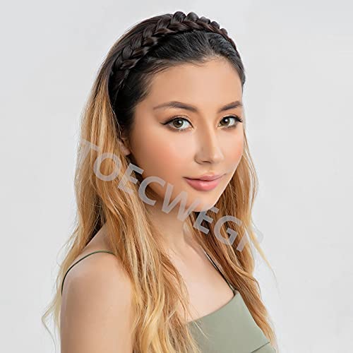 TOECWEGR Synthetic Hair Braided Headband Classic Wide Strands Wedding Disorderly Fluffy Braids Wig Band Women Beauty Accessory