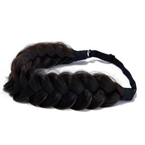 toecwegr synthetic hair braided headband classic wide strands wedding disorderly fluffy braids wig band women beauty accessory