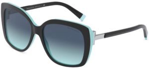 tiffany & co. woman sunglasses black on tiffany blue frame, tiffany blue gradient lenses, 57mm