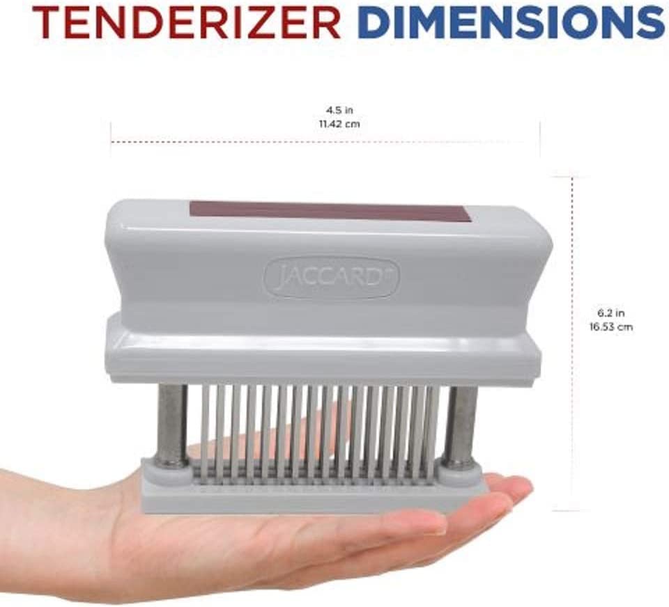 Jaccard 200348R, 48 Blade Durable Meat Tenderizer with Stainless Steel Razor Sharp Needle, Cooking Gadget for Tenderizing Chicken, Beef, Pork, Veal, BBQ, Red