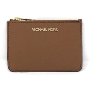 Michael Kors Jet Set Travel Small Top Zip Coin Pouch with ID Holder Saffiano Leather (Luggage), Brown, ns, 35f8gtvp1b