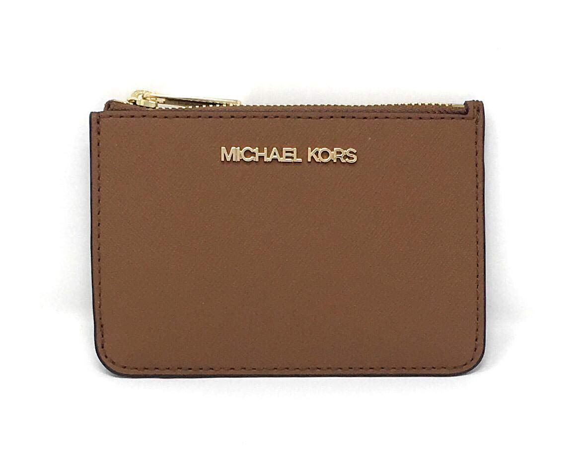 Michael Kors Jet Set Travel Small Top Zip Coin Pouch with ID Holder Saffiano Leather (Luggage), Brown, ns, 35f8gtvp1b