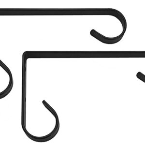 Harrier Hardware Metal Plant Hangers Outdoor - Wall Mounted Hanging Plant Bracket, 6 Inches, Set of 2, Ideal for Small Plants, Bird Feeders, Wind Chimes (Black)