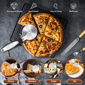 SCHVUBENR Premium Pizza Cutter - Stainless Steel Pizza Cutter Wheel - Easy to Cut and Clean - Super Sharp Pizza Slicer - Dishwasher Safe - Handles Large and Small Pizza - Corte De Pizza(Black)