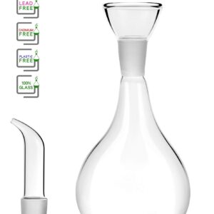 HAIZEEN 13ounce/ 380 ml Clear Glass Olive Oil Dispenser Bottle - Oil & Vinegar Cruet with Pourers and NO Funnel Needed - Olive Oil Carafe Decanter for Kitchen and BBQ