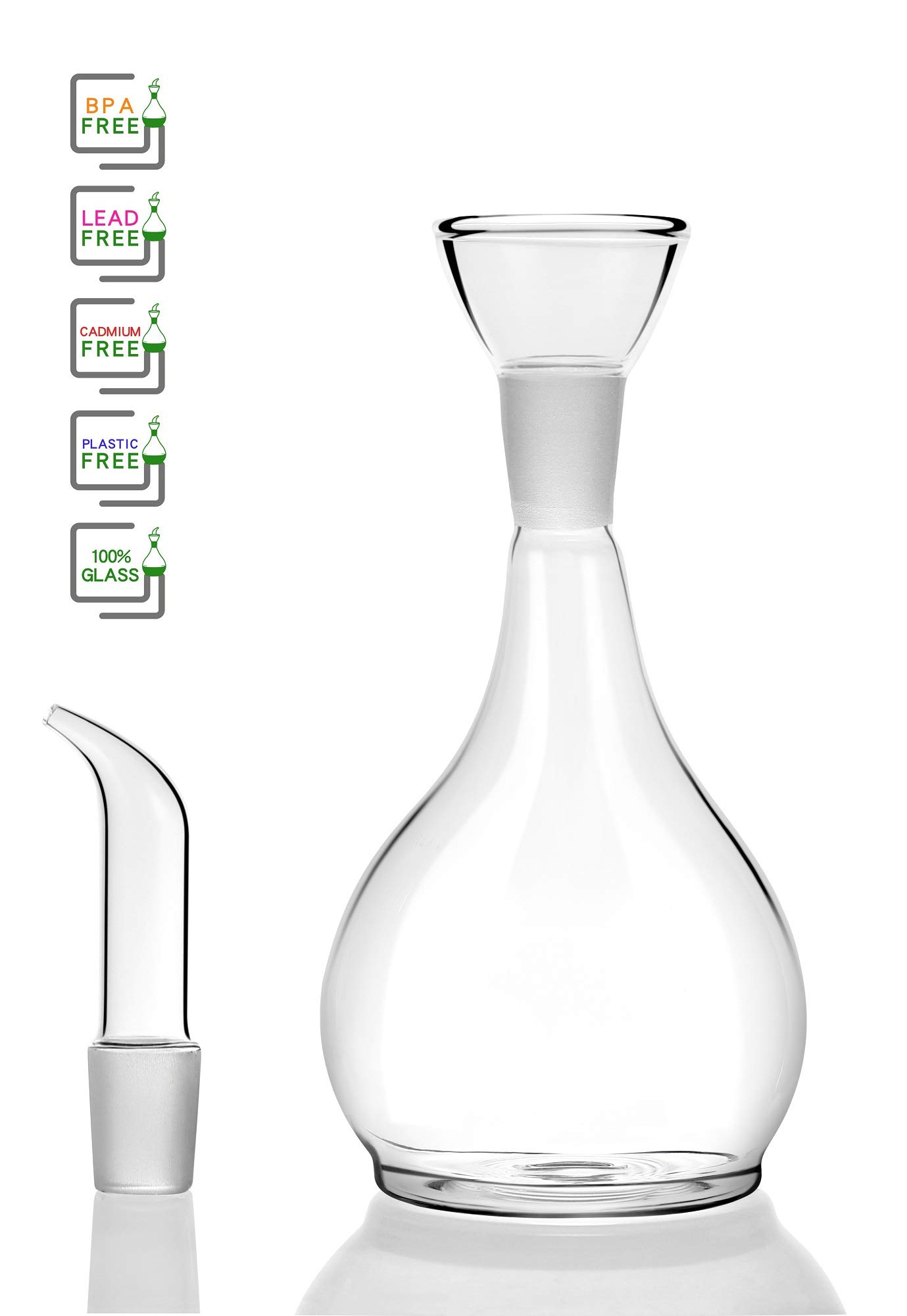 HAIZEEN 13ounce/ 380 ml Clear Glass Olive Oil Dispenser Bottle - Oil & Vinegar Cruet with Pourers and NO Funnel Needed - Olive Oil Carafe Decanter for Kitchen and BBQ