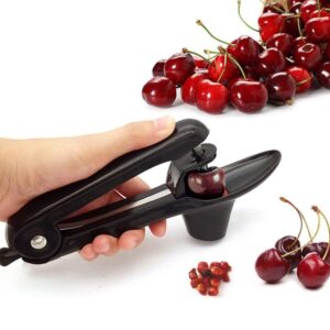 hovico cherry pitter remover,cherry fruit kitchen olive core remove pit tool seed gadget stoner corer pitter remover,portable cherry pitter tool kitchen aid with space-saving lock design (black)