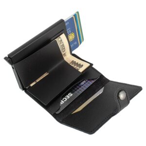 SECRID - Men Mini Wallet Genuine Original Leather RFID Safe Card Case for max 12 cards (Crisple Black)