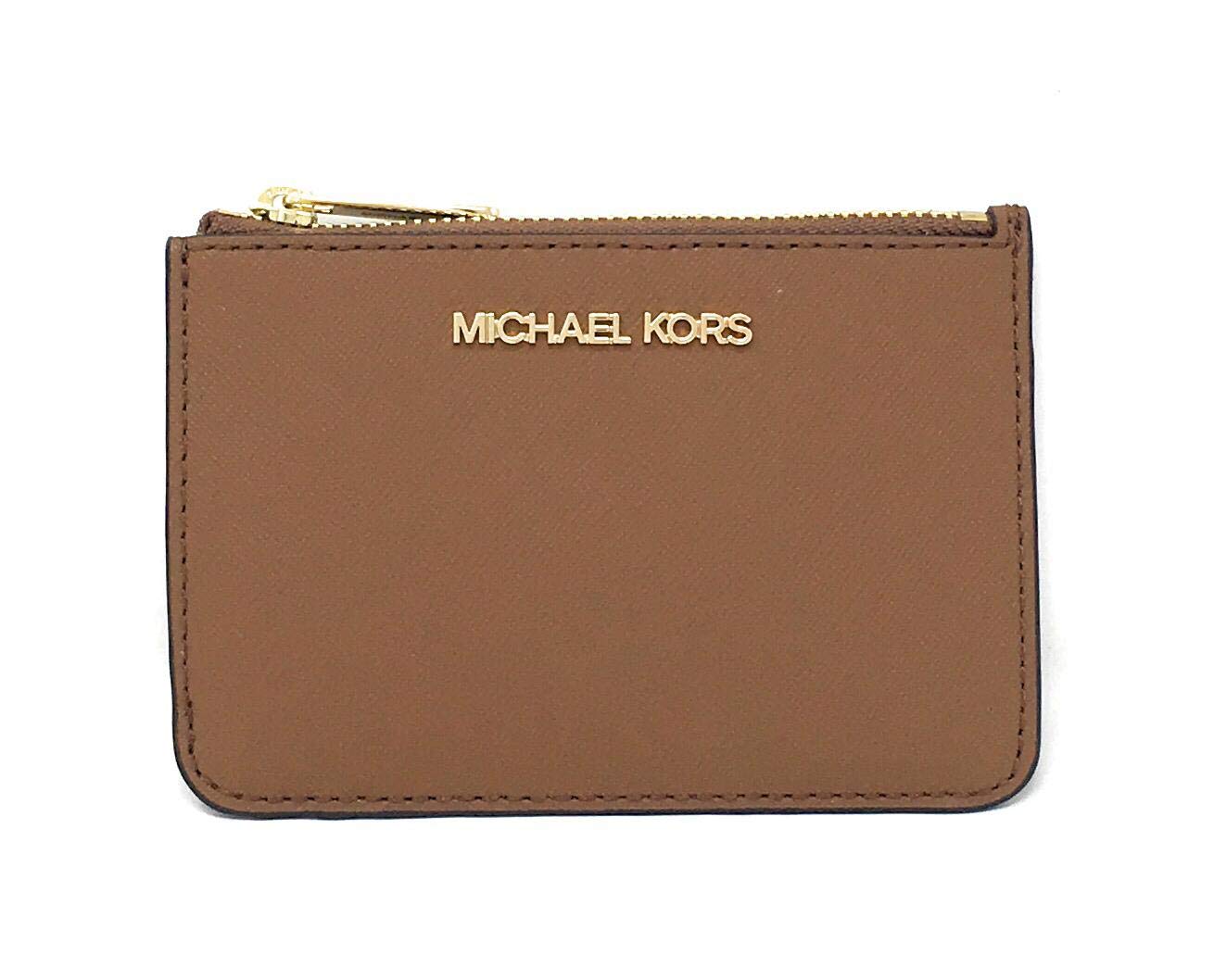 Michael Kors Jet Set Travel Small Top Zip Coin Pouch with ID Holder Saffiano Leather (Luggage), Brown, ns, 35f8gtvp1b