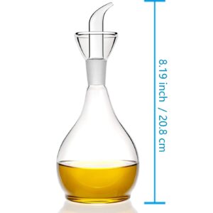 HAIZEEN 13ounce/ 380 ml Clear Glass Olive Oil Dispenser Bottle - Oil & Vinegar Cruet with Pourers and NO Funnel Needed - Olive Oil Carafe Decanter for Kitchen and BBQ